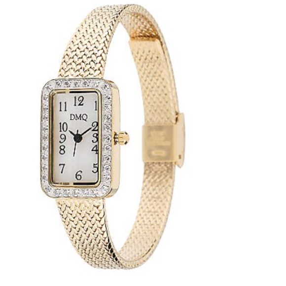 Diamonique | Accessories | Qvc Diamonique Rectangular Case Mesh Weave Bracelet Watch 040 | Poshmark